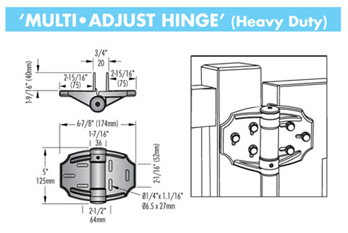 TechnologyLK Black Heavy Duty Tru-Close Self-Closing Multi-Adjust ...